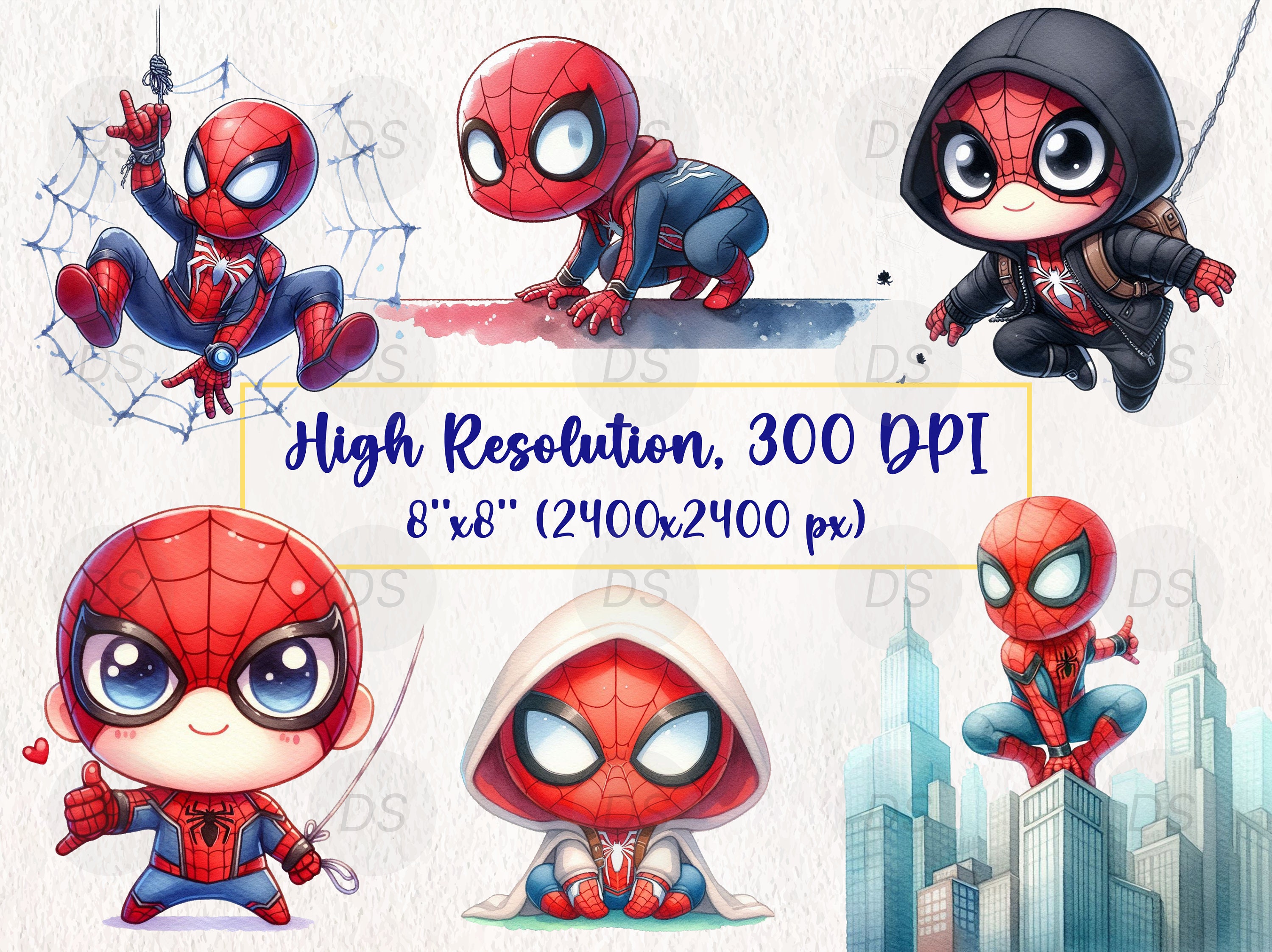Watercolor Cute Baby Spiderman Clipart | Adorable Superhero Art for Kids' | Commercial Use PNG ...