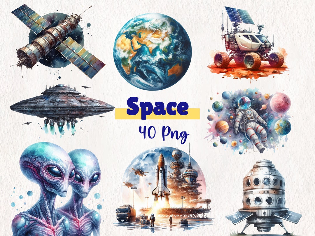 Watercolor Space Clipart | Cosmic Digital Art | Celestial Illustrations ...