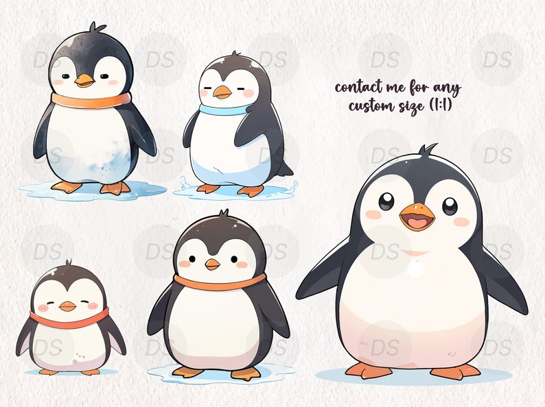 Watercolor Penguin Clipart – 20 PNG Set - Etsy