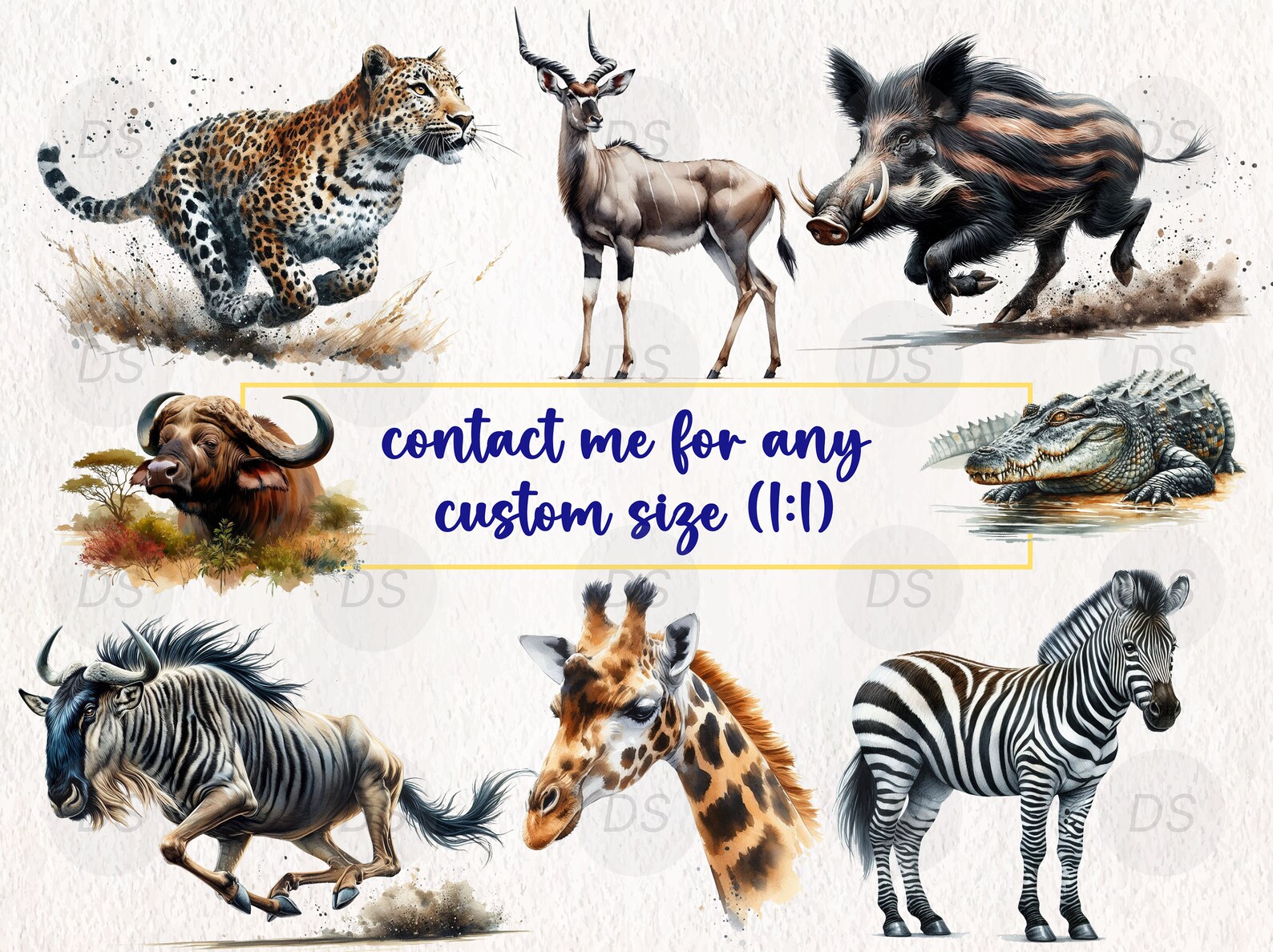 Watercolor Jungle Animals Clipart – 40 PNG Set - Etsy