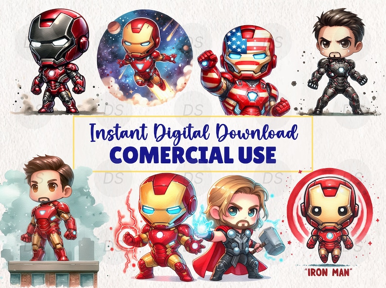 Watercolor Adorable Hero Clipart Cute Superhero Digital Art for ...