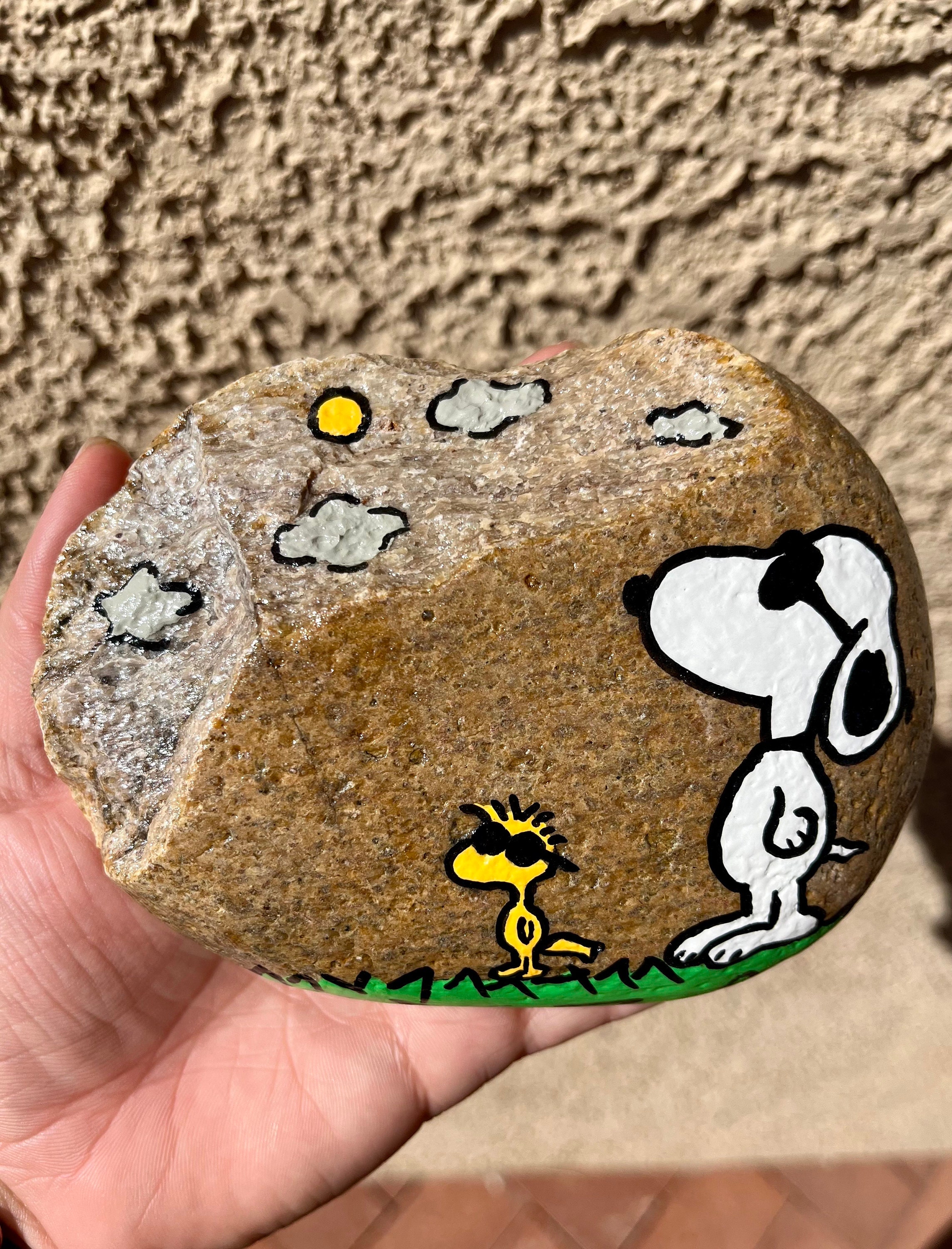 Custom Painted Rock, Snoopy & Woodstock, Friends, Acrylic, Rock Gift ...