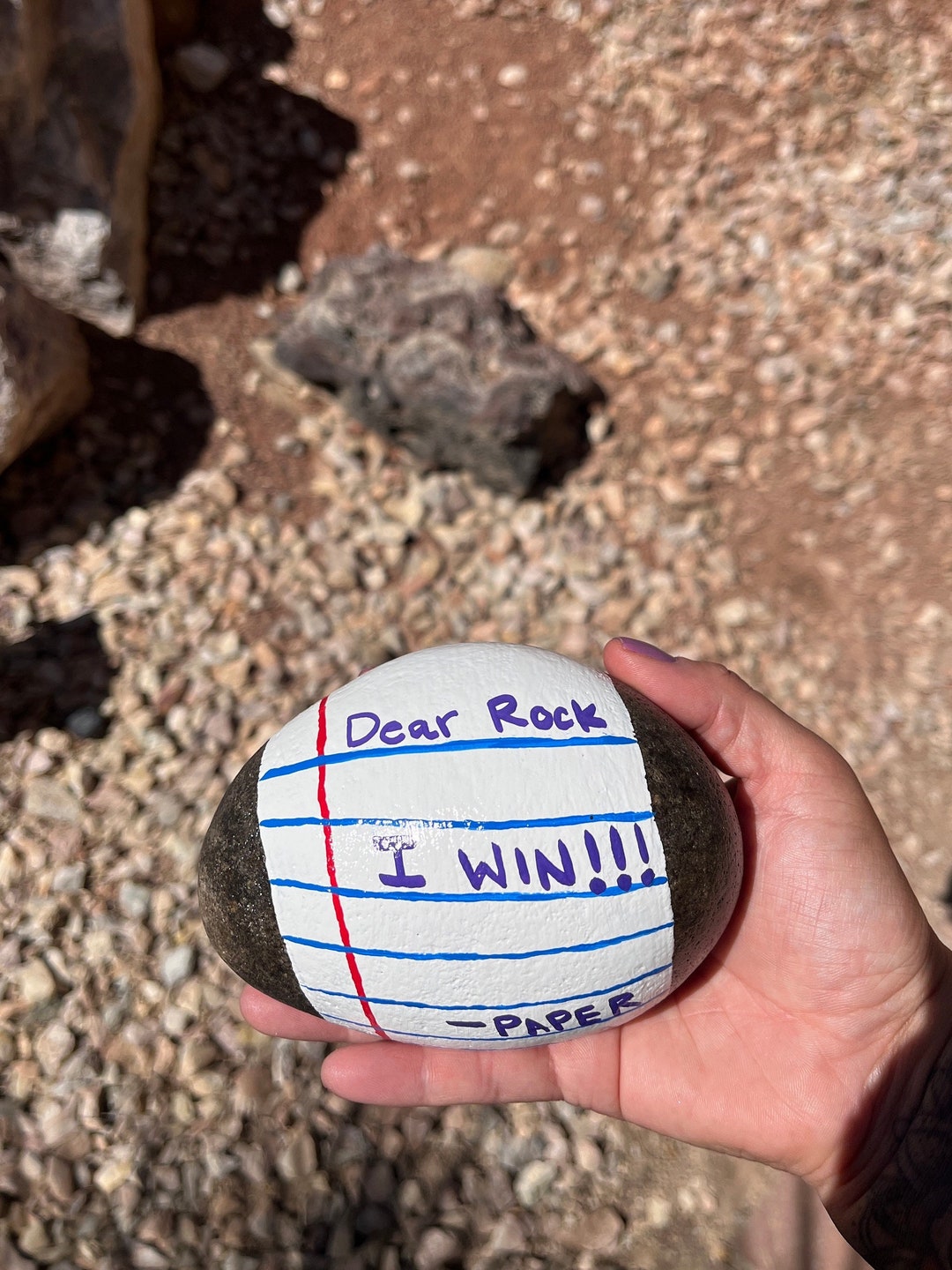 Custom Painted Rock Art, Rock Gift for Her or Him, Rock Paper Scissors ...