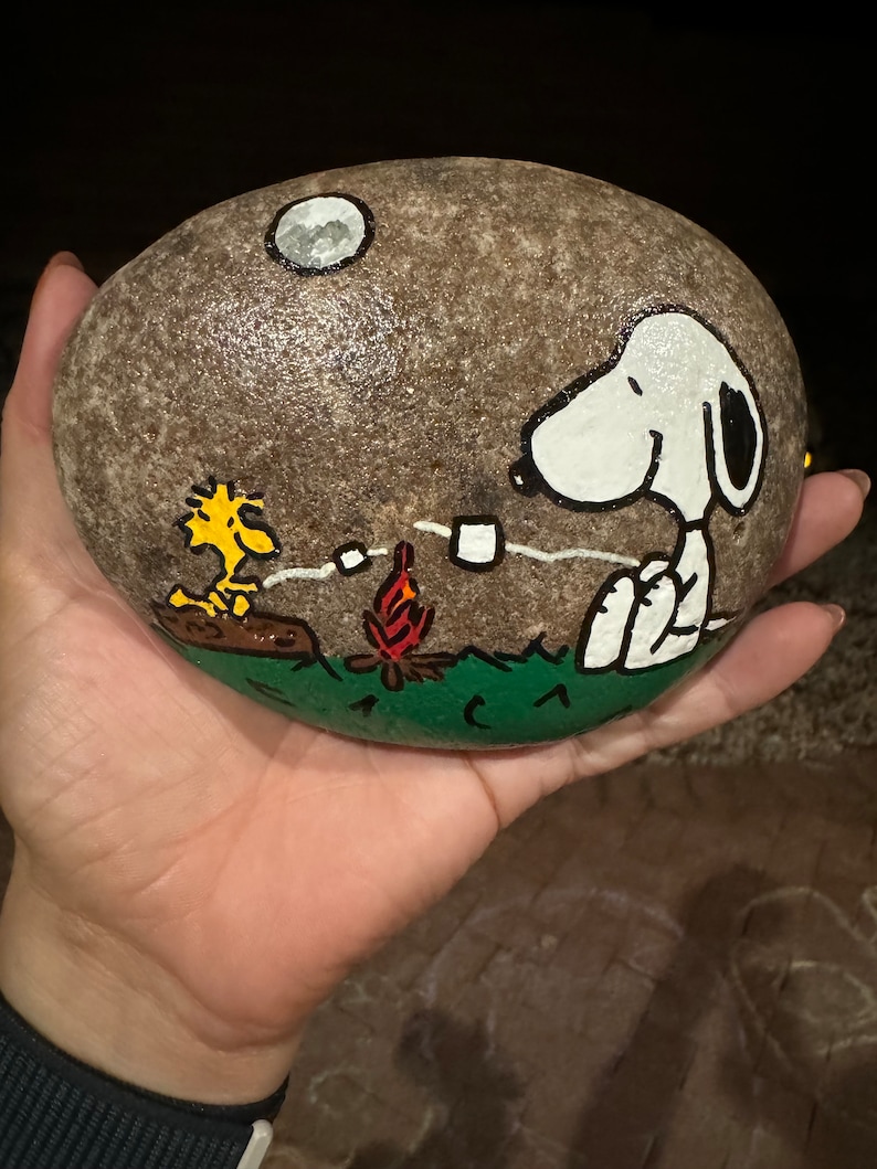 Custom Painted Rock, Snoopy & Woodstock, Friends, Acrylic, Rock Gift ...