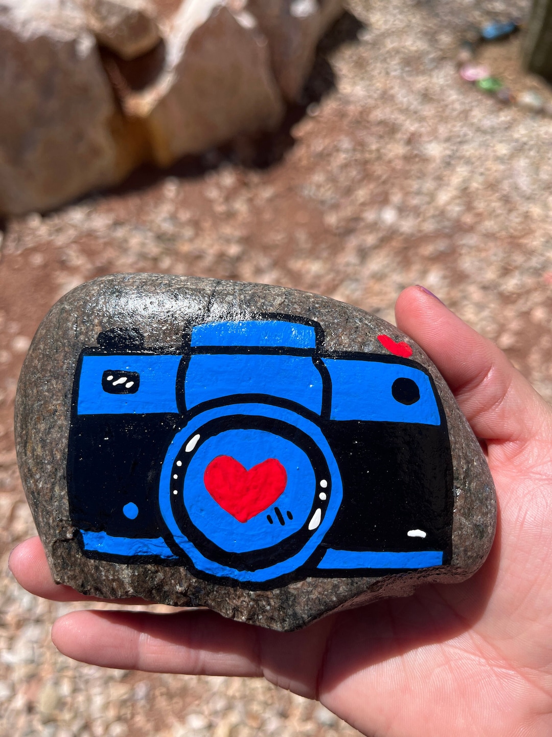 Custom Painted Rock, Rock Gift, Camera, Photography, Snap That Picture ...