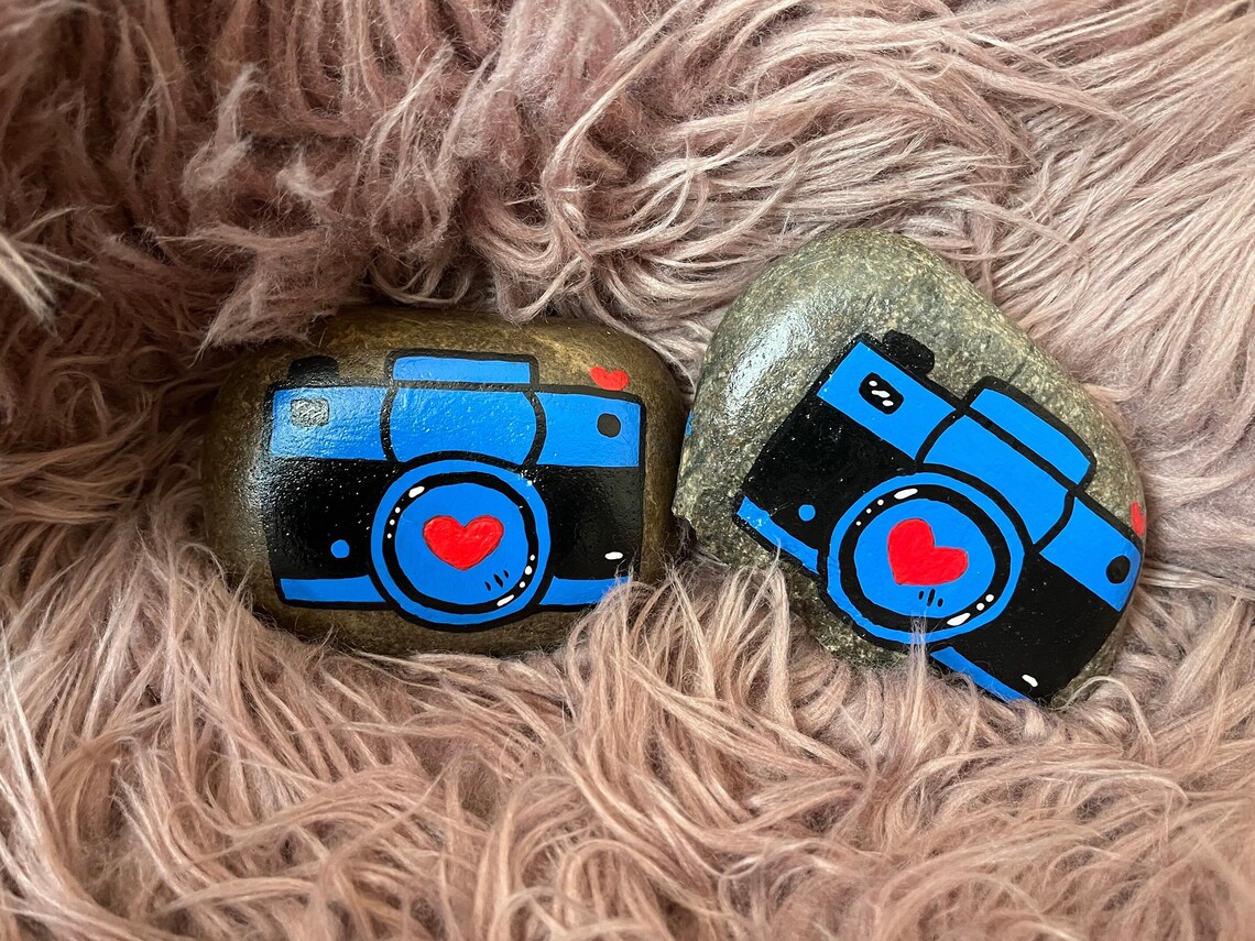 Custom Painted Rock, Rock Gift, Camera, Photography, Snap That Picture ...