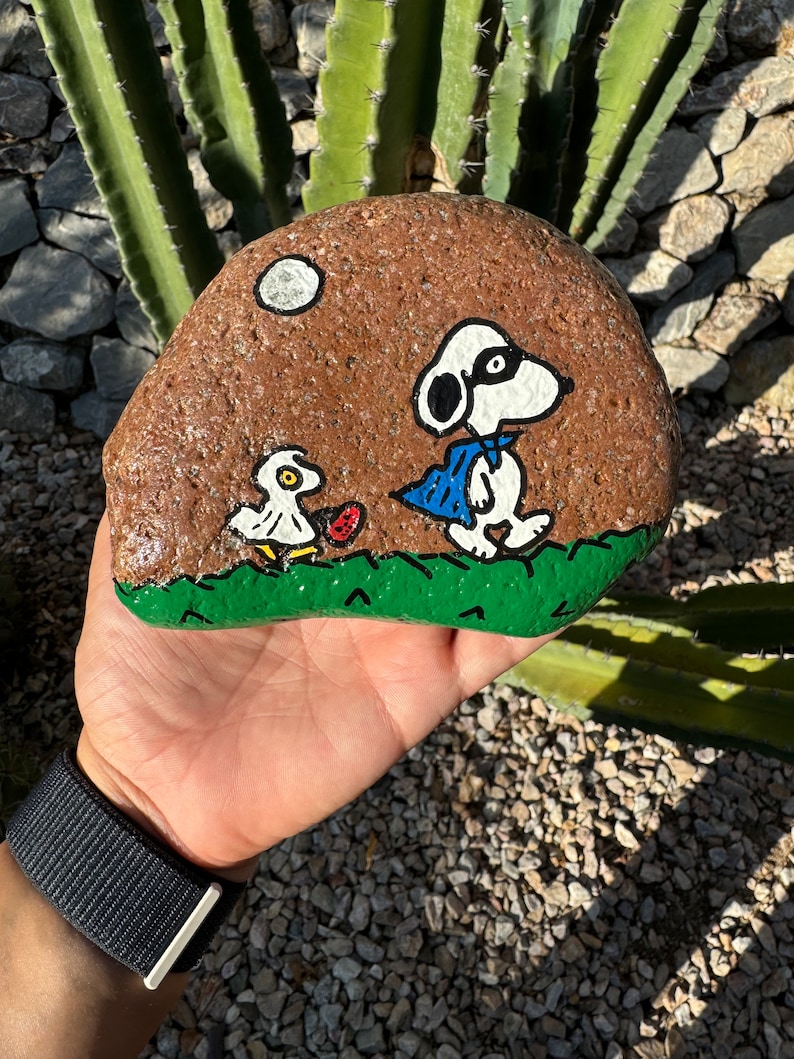Custom Painted Rock, Snoopy & Woodstock, Friends, Acrylic, Rock Gift ...