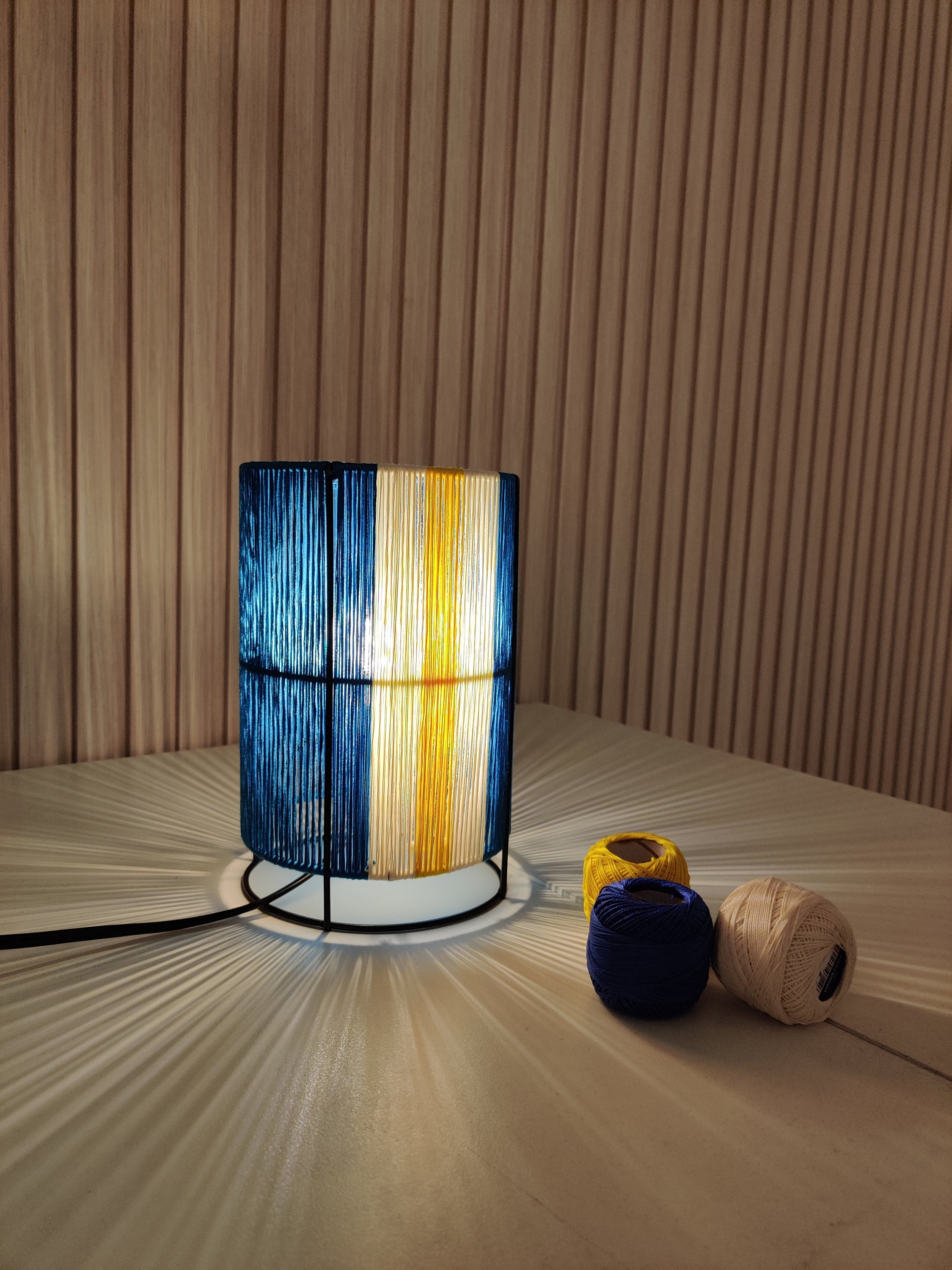 Sunflower Blue Lampshade Handmade Lamps With Cotton Threads Woven ...