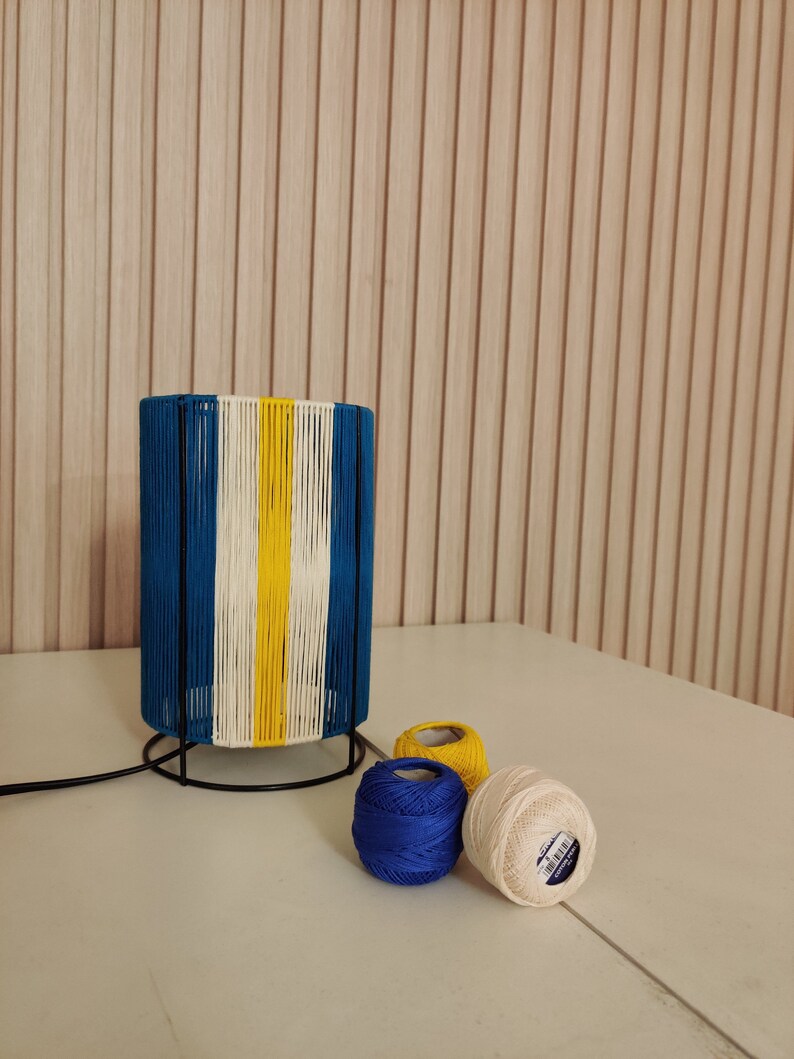 Sunflower Blue Lampshade Handmade Lamps With Cotton Threads Woven ...