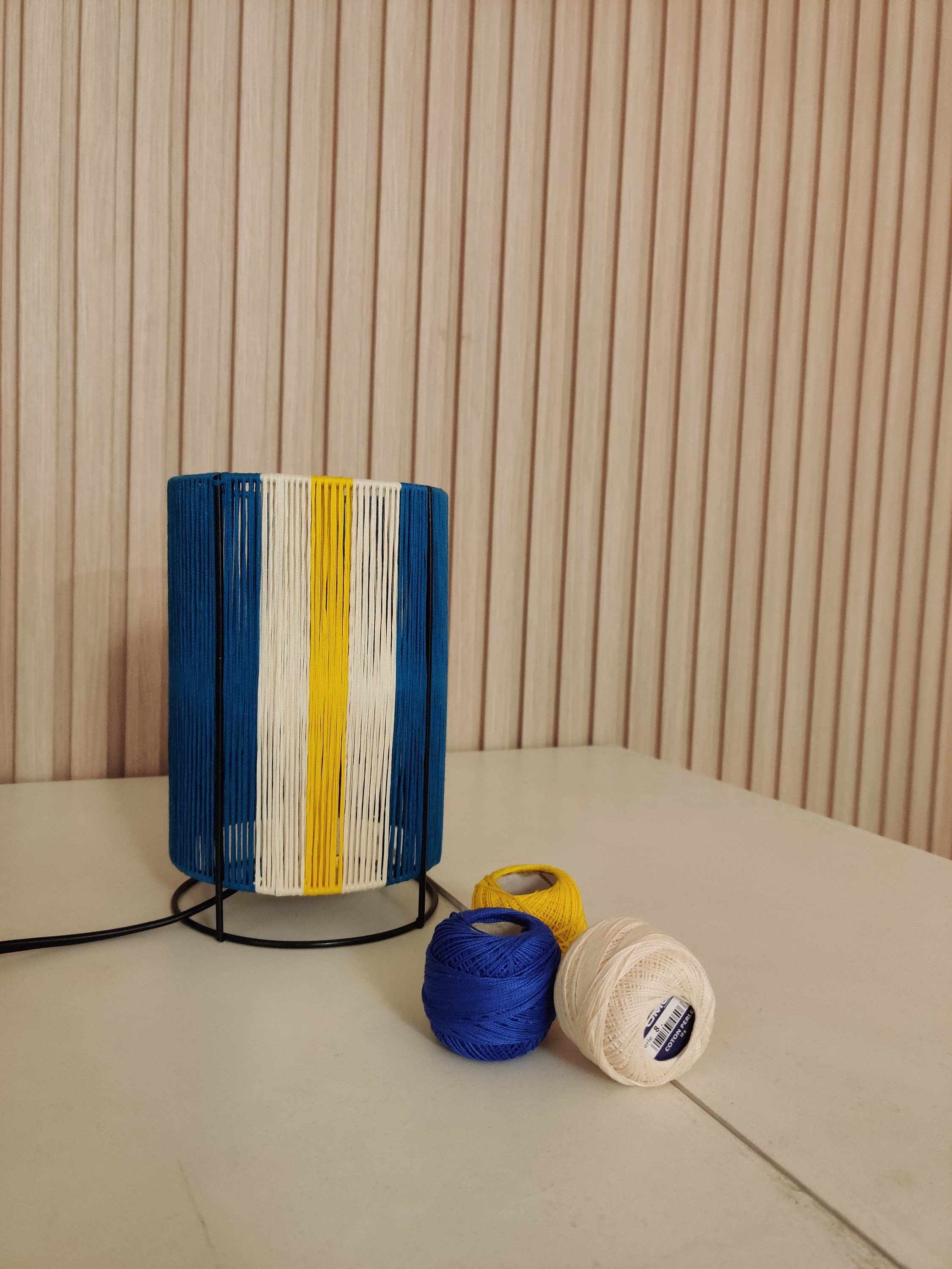 Sunflower Blue Lampshade Handmade Lamps With Cotton Threads Woven ...