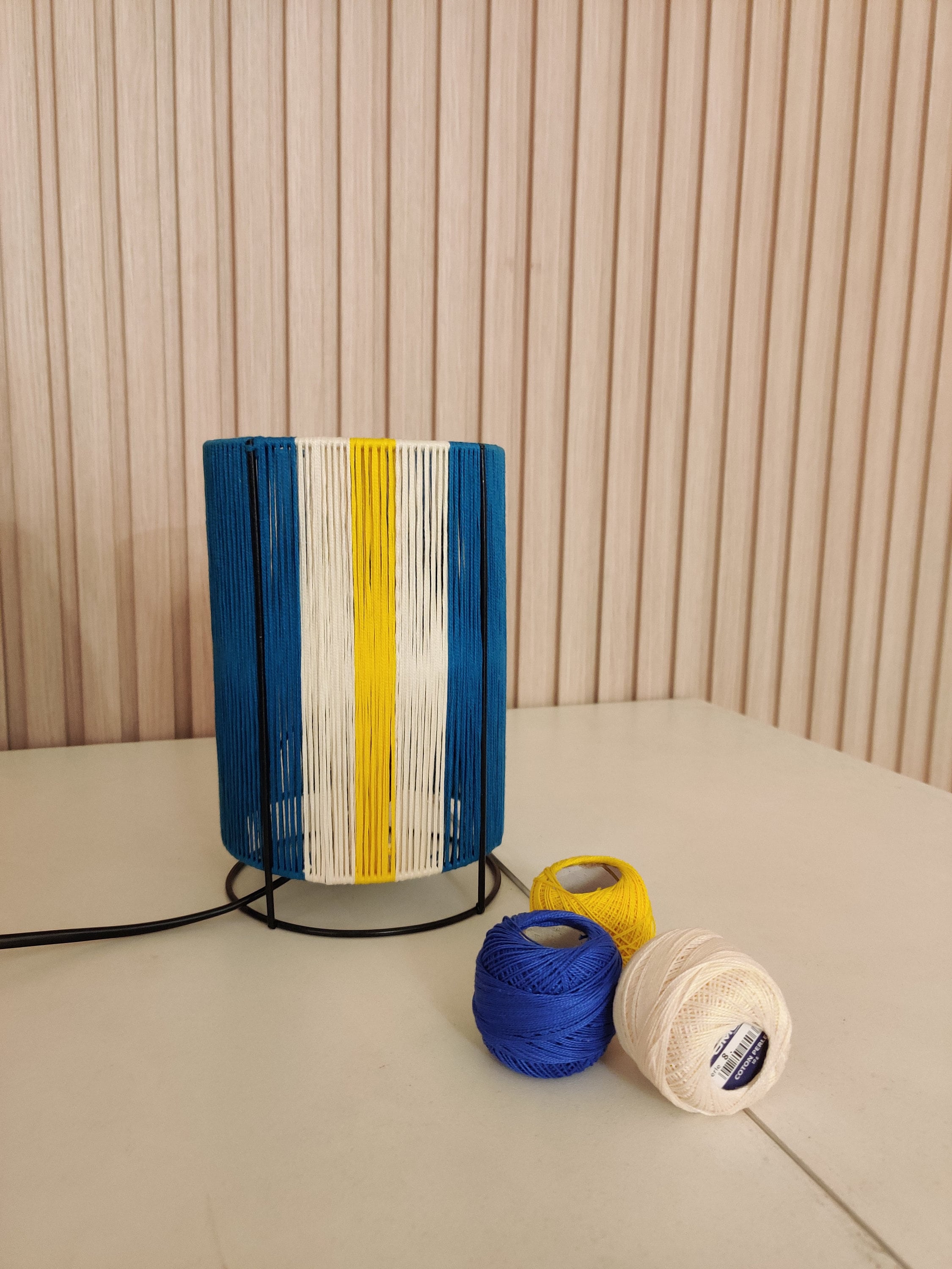 Sunflower Blue Lampshade Handmade Lamps With Cotton Threads Woven ...