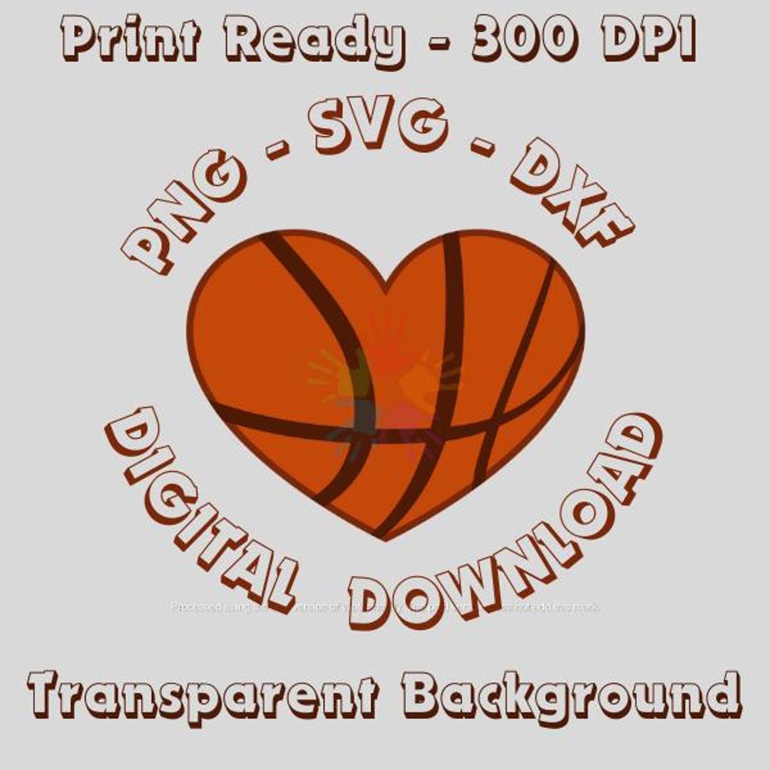 2x Cute Heart Shaped Basketball SVG Clipart, Basketball PNG Heart ...