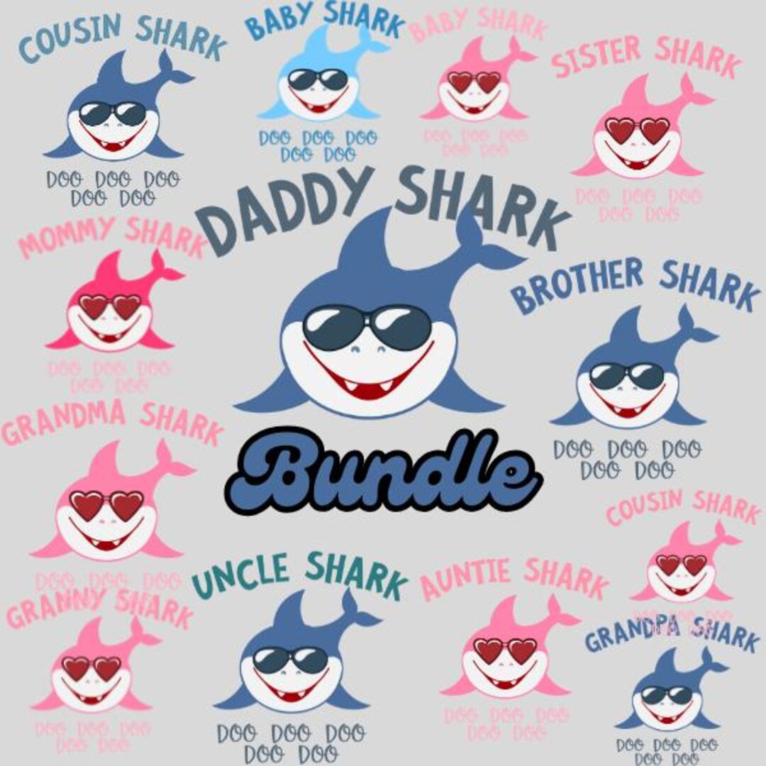 Cute Shark Family SVG Bundle for Birthday Sticker Gift Idea for PNG ...