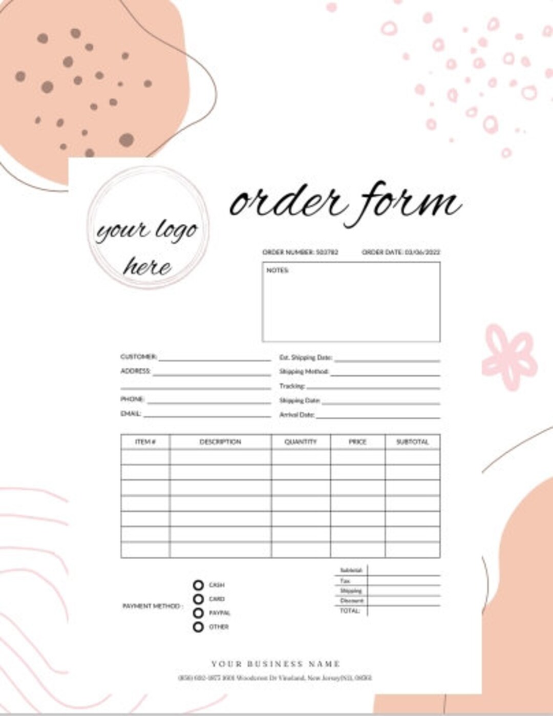 Custom Order Form Template Printable and Editable - Etsy