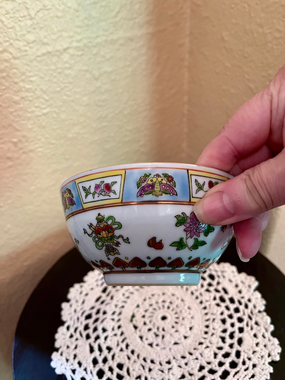 Porcelain Rice Soup Bowl With Chinese Symbols of Prosperity China - Etsy