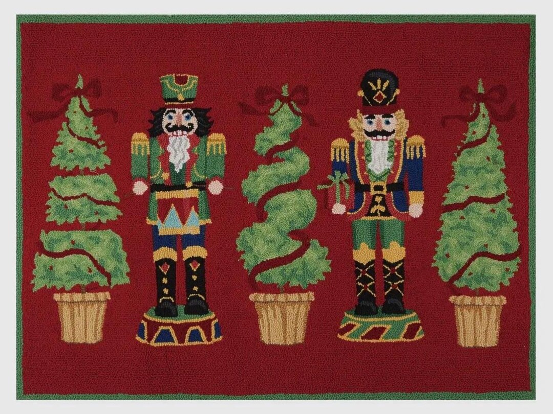 Nutcracker Topiary Hook Rug Christmas Rugs Decor - Etsy