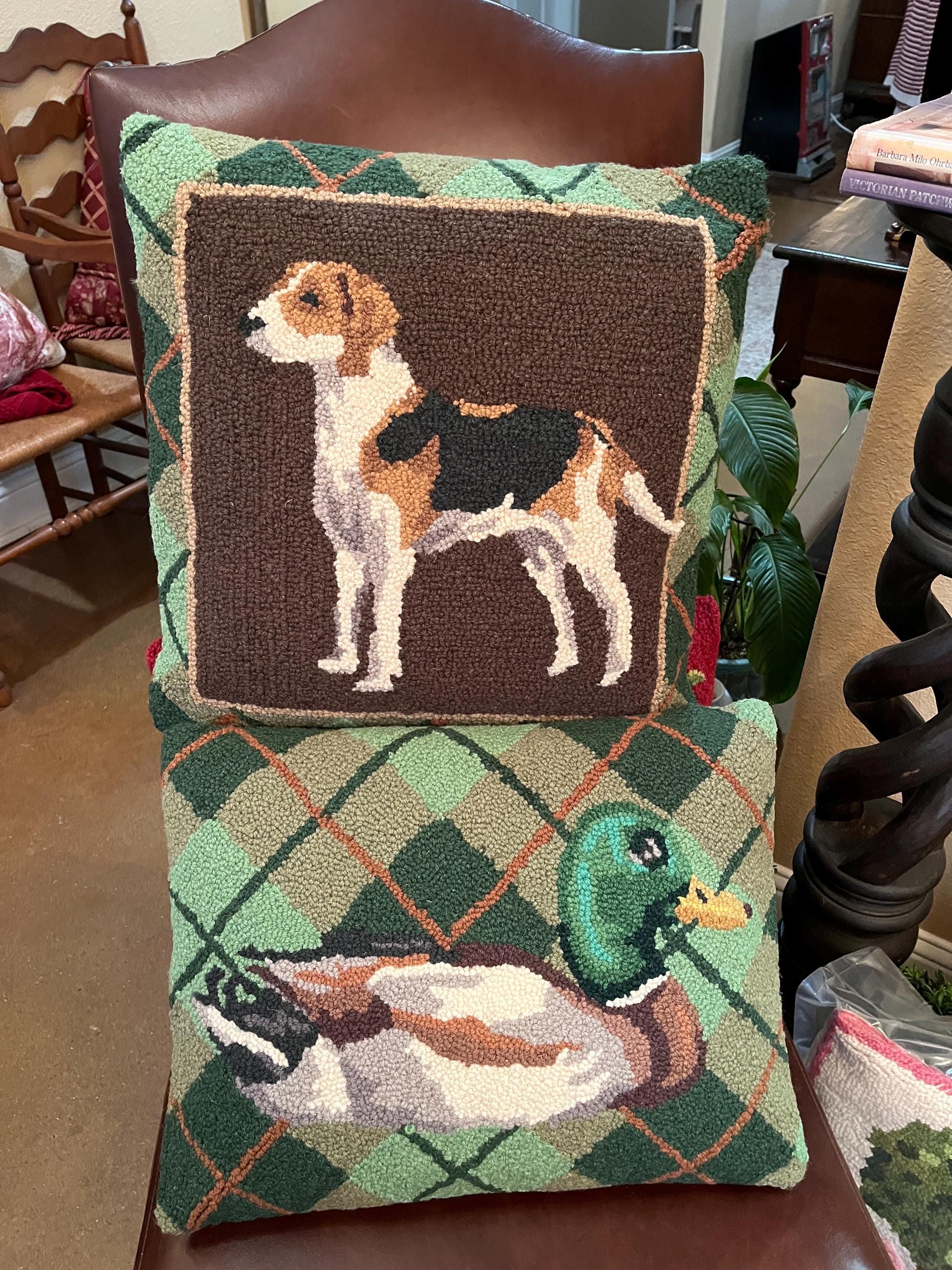 Pheasant Hound Dog Hunt Scene Mallard Duck Rabbit Preppy Hook Pillows ...