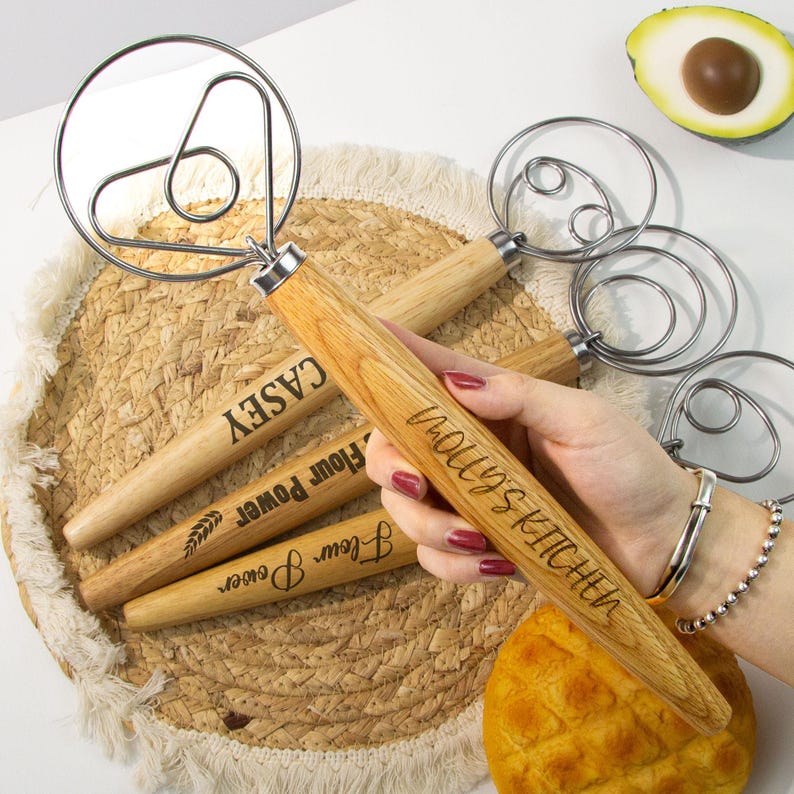 Custom Dough Whisk, Personalized Name Wooden Dough Whisk,engrave ...