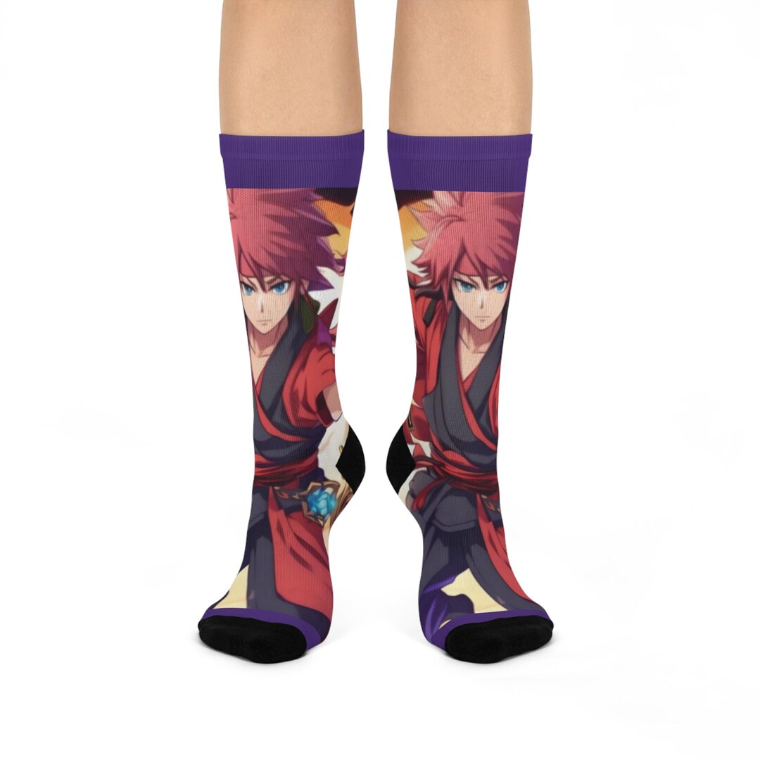 Samurai Animation Socks, Warrior Graphic Footwear, Japanese Anime Crew ...