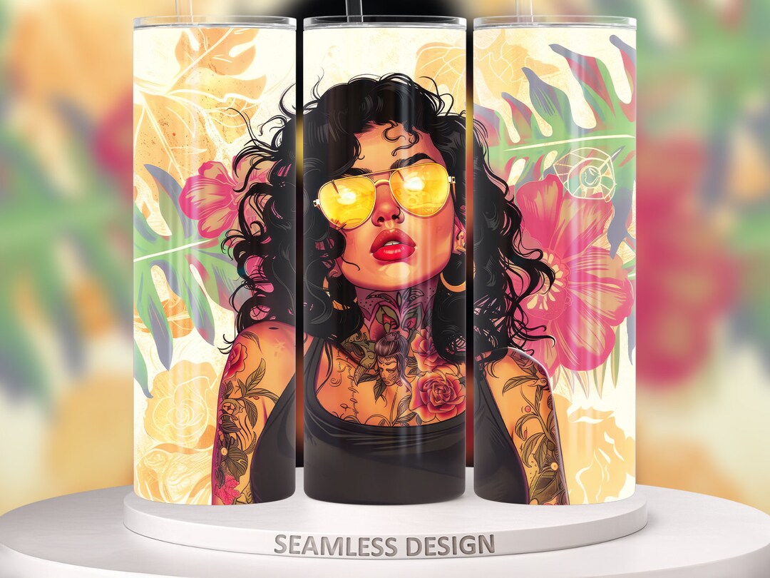 Badass Babe 20oz Tumbler Wrap, Seamless Design, PNG Sublimation Design ...