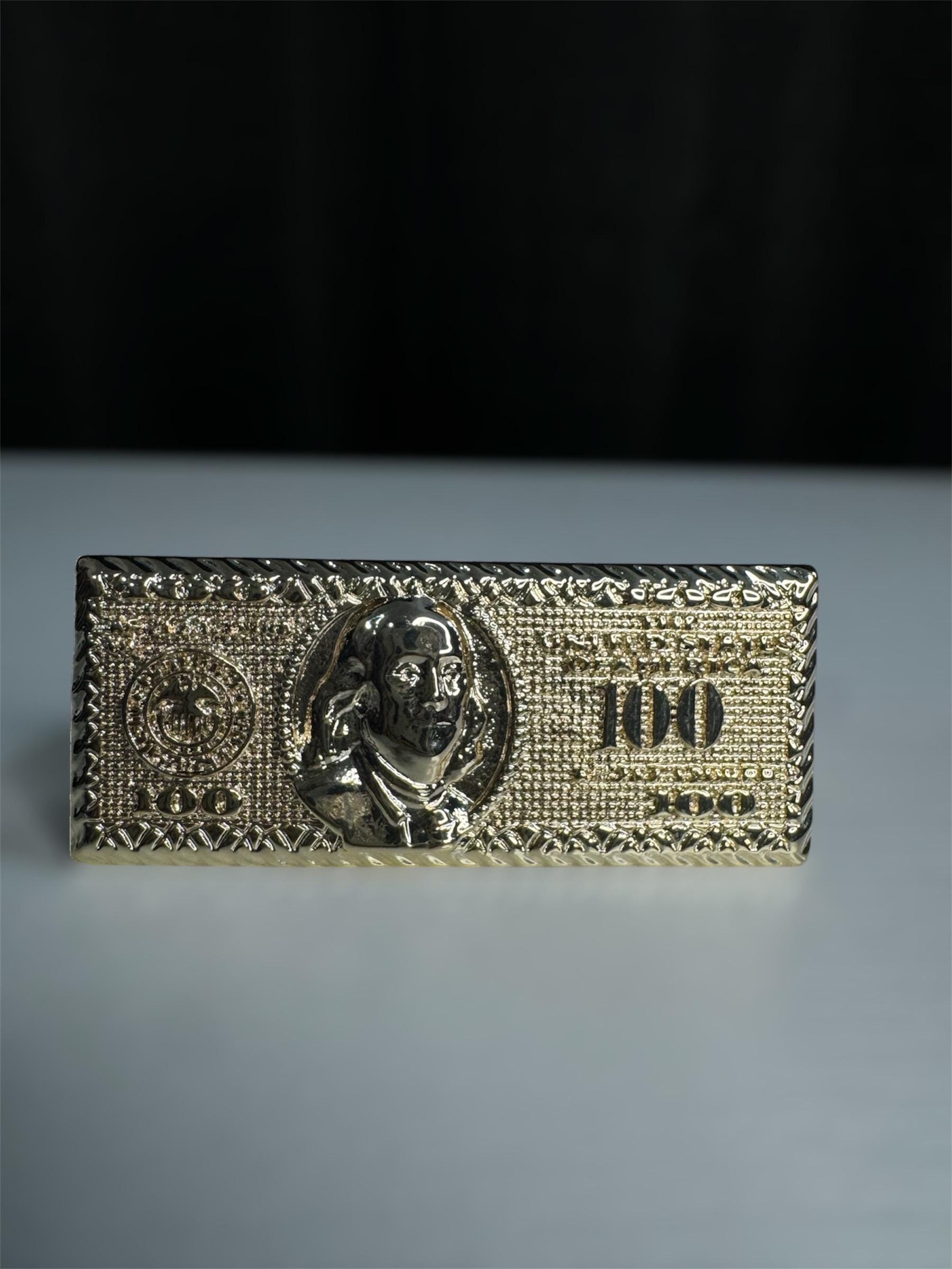 Two Finger Benjamin Franklin Ring – Gold 100 Bill Design - Etsy