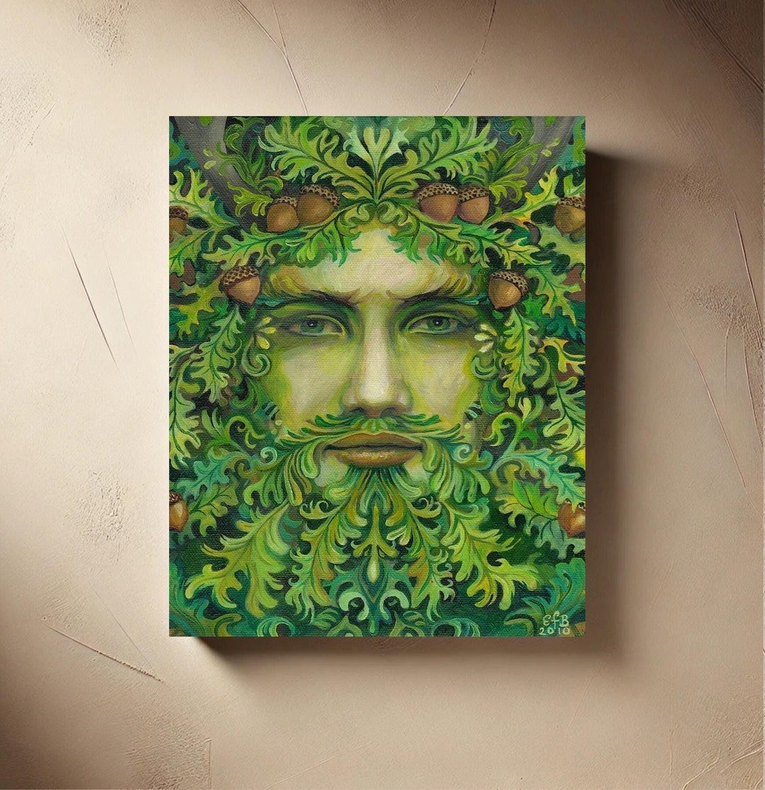 Oak King 8x10 Art Print on Canvas - Celtic Nature Spirit Wall Art ...