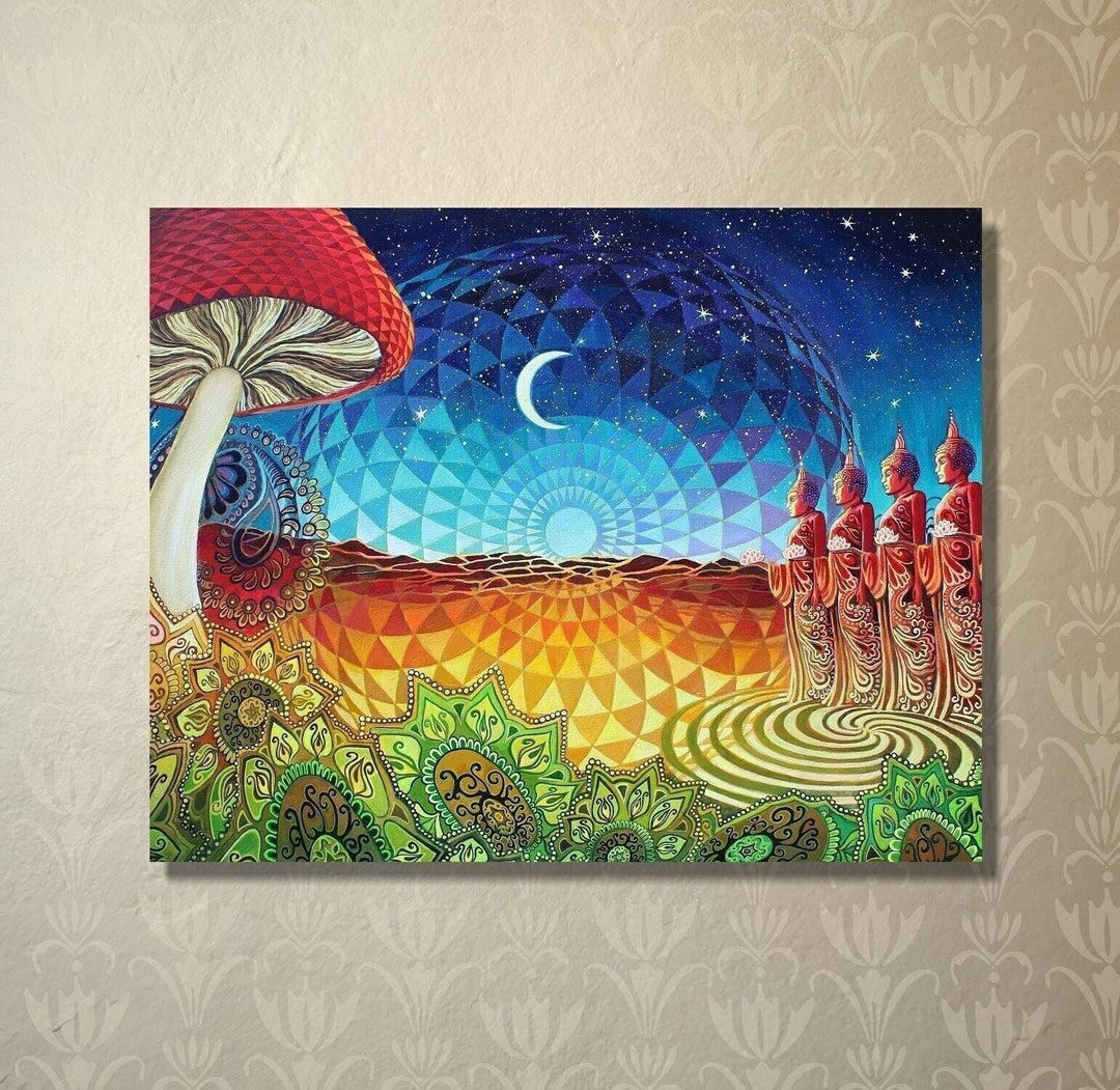 Psychedelic Buddha Art Print: Zen Meditation Wall Decor, Sacred ...