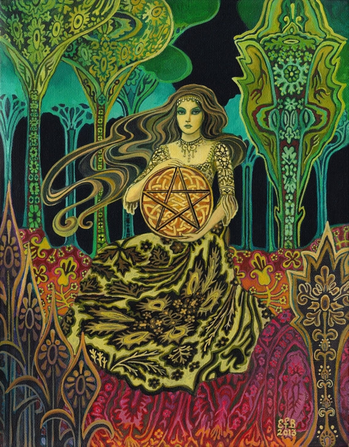 Queen Of Pentacles Tarot Art 8x10 Print Pagan Mythology Etsy