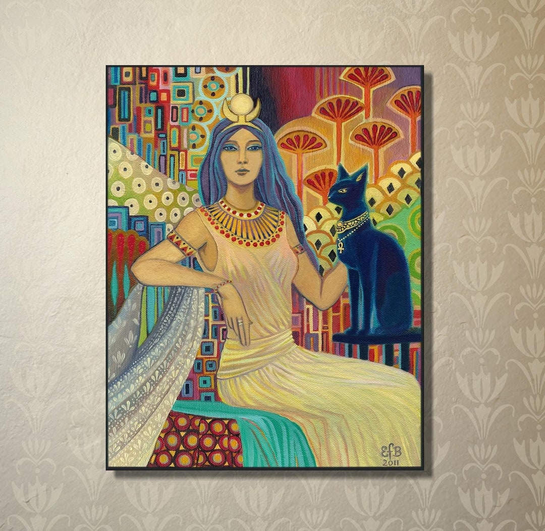 Bast Egyptian Cat Goddess Art Print: Mythology Wall Decor, Mystical ...