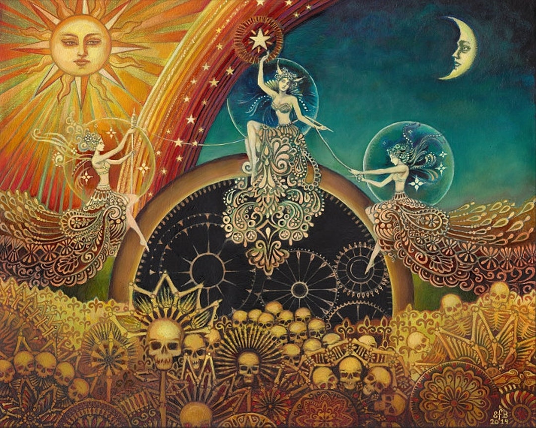 Three Fates Moirai Goddess Art 11x14 Print Pagan Mythology Psychedelic ...