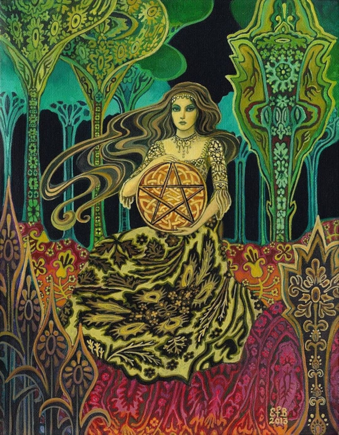 Queen of Pentacles Tarot Goddess Art 16x20 Poster Print - Etsy