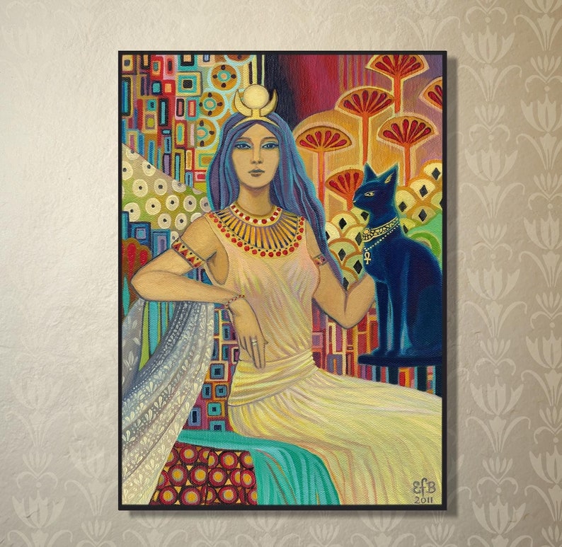 Bast - the Cat Goddess 5x7 Blank Greeting Card – Egyptian Mythology ...