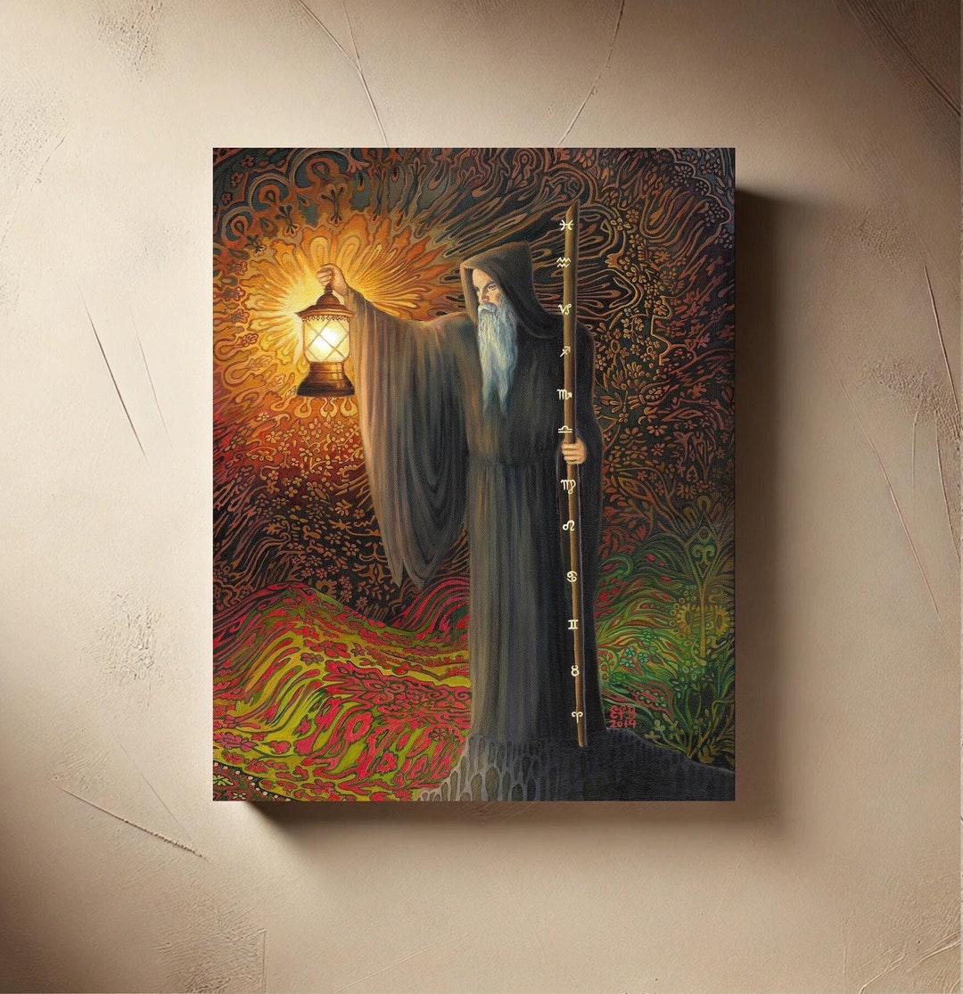 Hermit 16x20 Tarot Art Print on Canvas – Mystic Gnostic Painting ...
