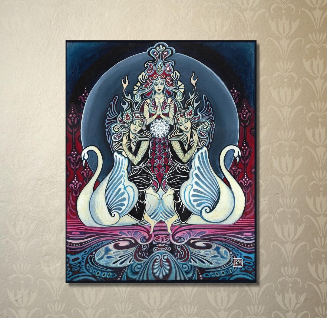 Cygnus Swan Goddess Art Print: Bohemian Mythology Decor (8x10) - Etsy