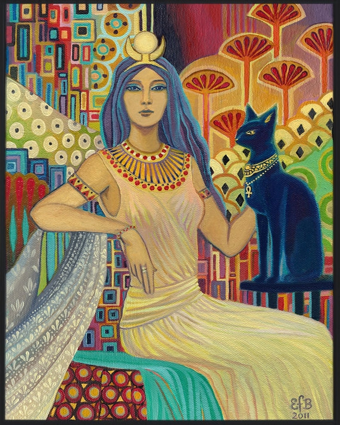 Bast Cat Goddess Art Deco 16x20 Impresión Giclée sobre lienzo - Etsy México
