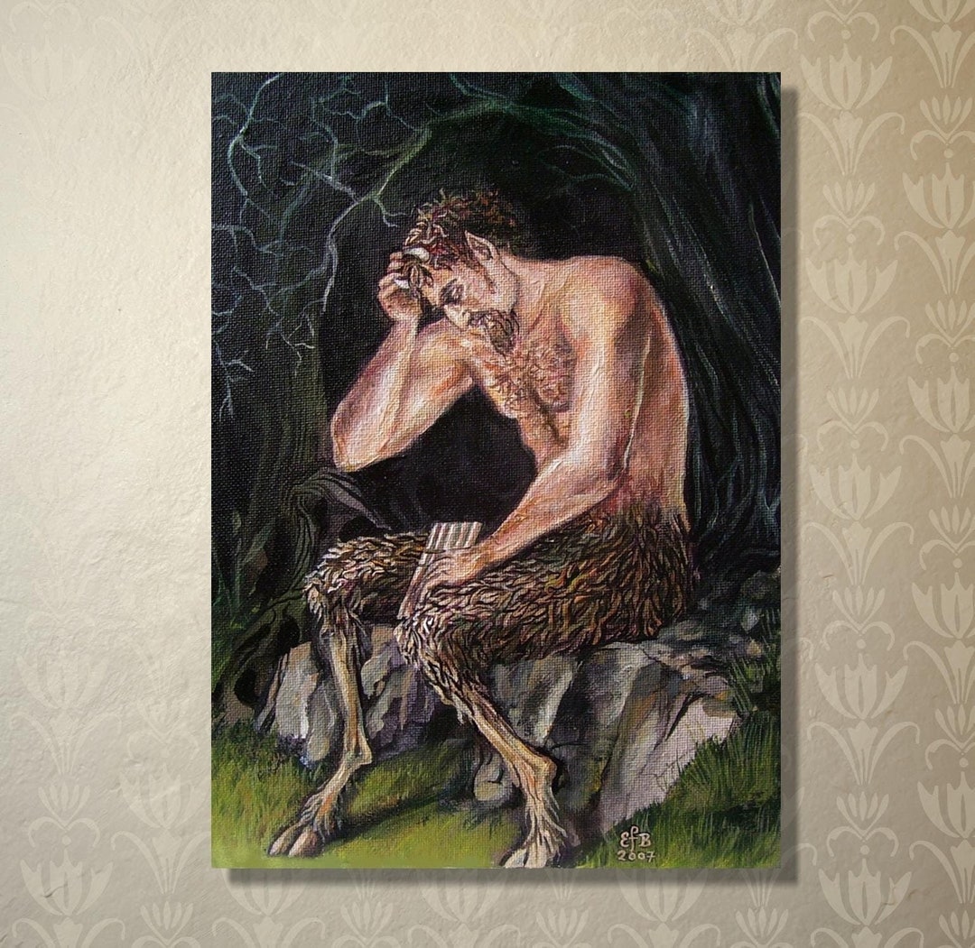 Satyr Art Mini Print: Greek Mythology Pagan Altar Decor (ACEO) - Etsy