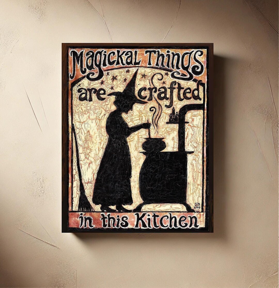 The Kitchen Witch 8x10 Art Print on Canvas - Witchcore Decor, Witchy ...