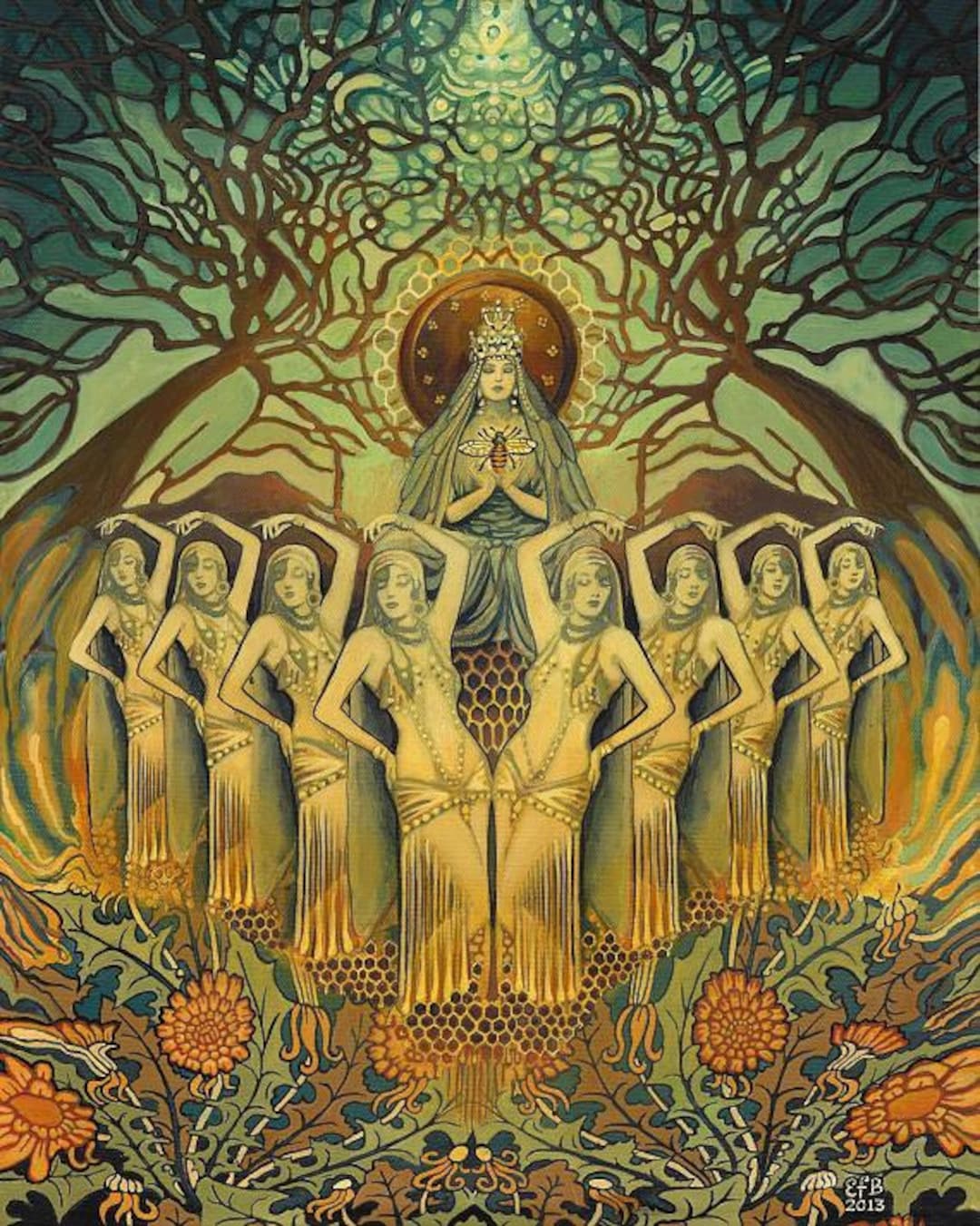 Bee Goddess Art Deco Pagan Honey Queen 11x14 Print Mythology - Etsy