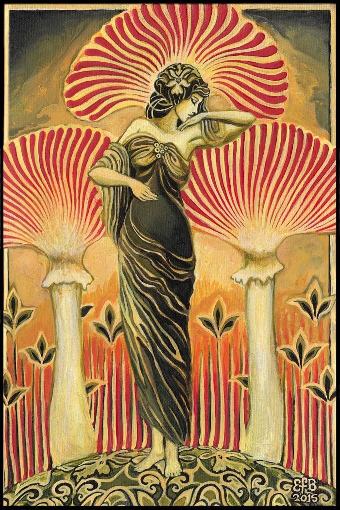 Soma Goddess 12x18 Giclée Canvas Print Art Deco Visionary Mushroom ...