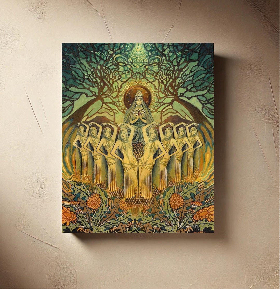 The Bee Goddess 16x20 Art Print on Canvas - Mystical Art Nouveau Home ...