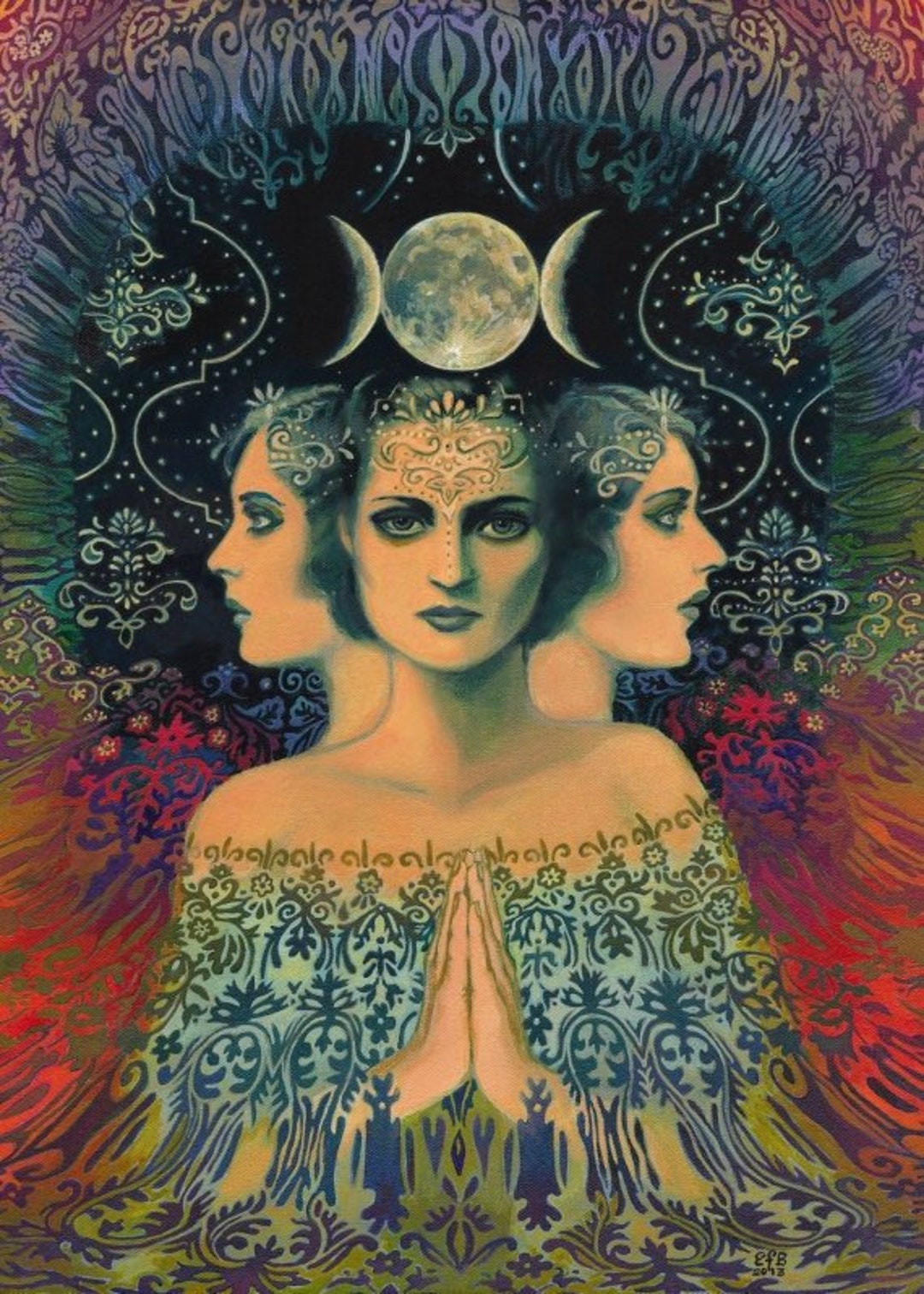 Moon Goddess of Mystery Psychedelic Tarot Art 5x7 Card - Etsy
