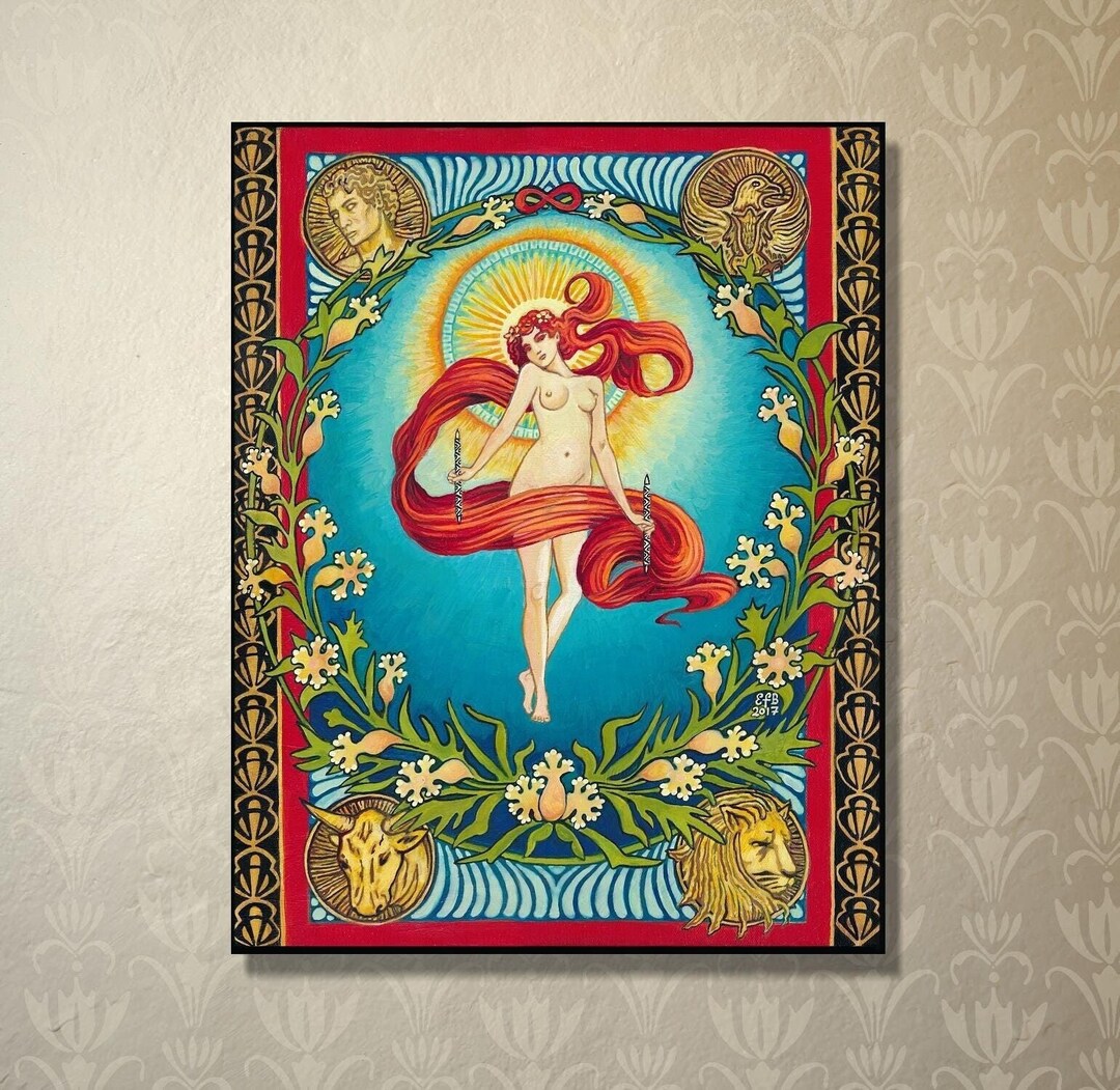 The World Tarot Art Print: Art Nouveau Goddess, Bohemian Decor (11x14 ...