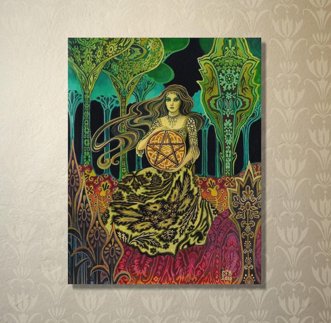 Queen of Pentacles 20x24 Art Print - Earth Goddess Wall Art, Mystical ...