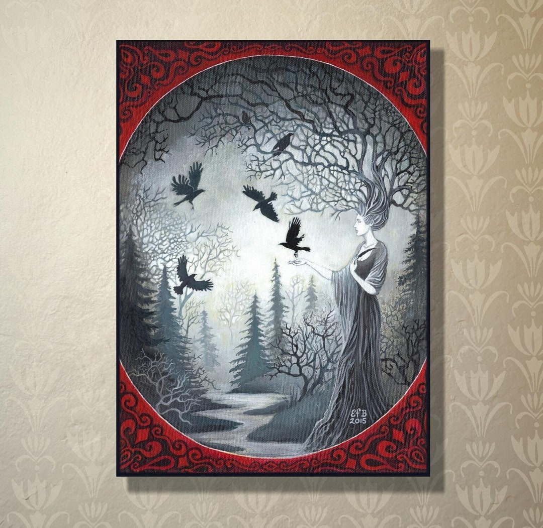 Celtic Goddess Macha Art Card: Raven Mythology, Pagan Decor (5x7) - Etsy