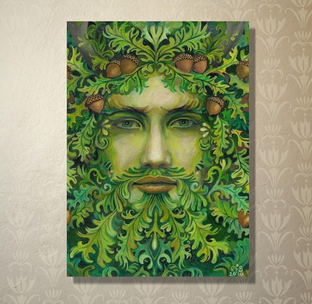 Oak King ACEO Mini Art Print – Celtic Nature Spirit Altar Art, Pagan ...