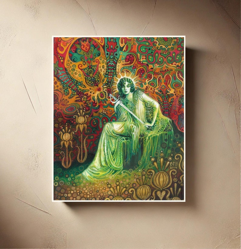 Queen of Swords Tarot Art Print: Psychedelic Goddess, Mystical Decor ...