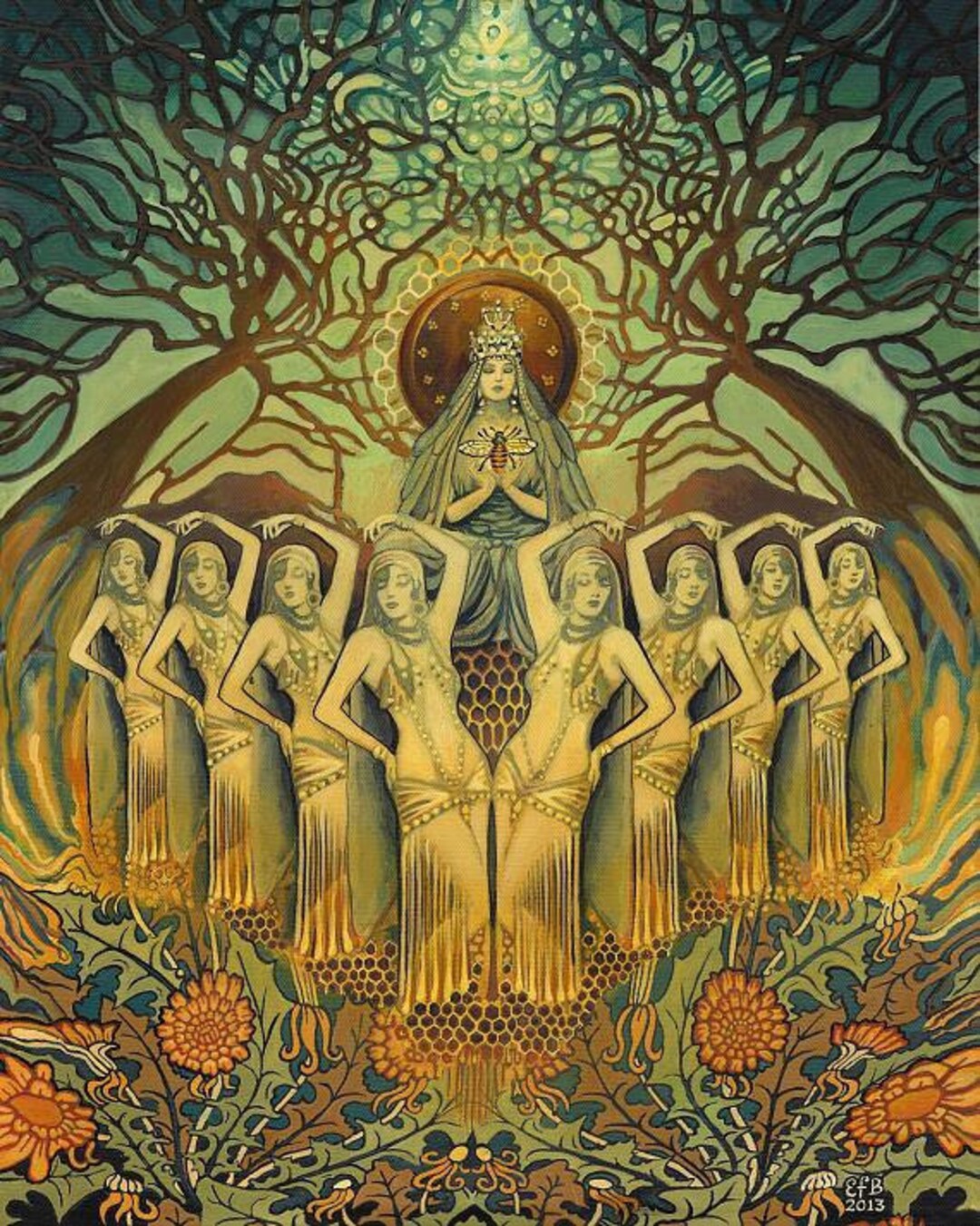 Bee Goddess Art Deco 5x7 Blank Greeting Card - Etsy