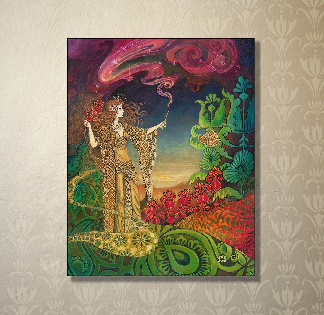 Queen of Wands 8x10 Tarot Art Print - Mystical Goddess Wall Art, Witchy ...