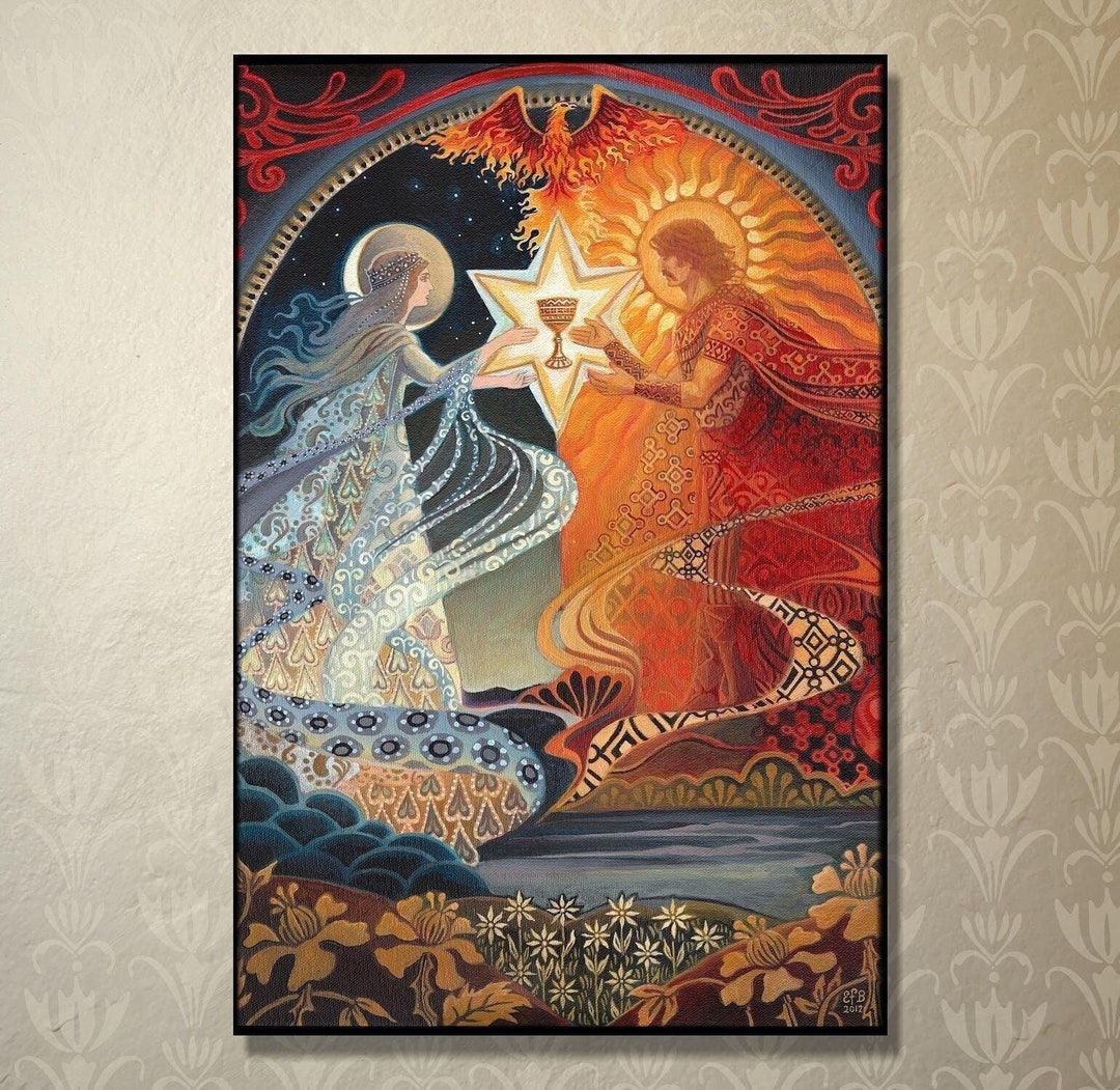 Alchemical Wedding 12x18 Art Print - Romantic Art Nouveau Lovers ...