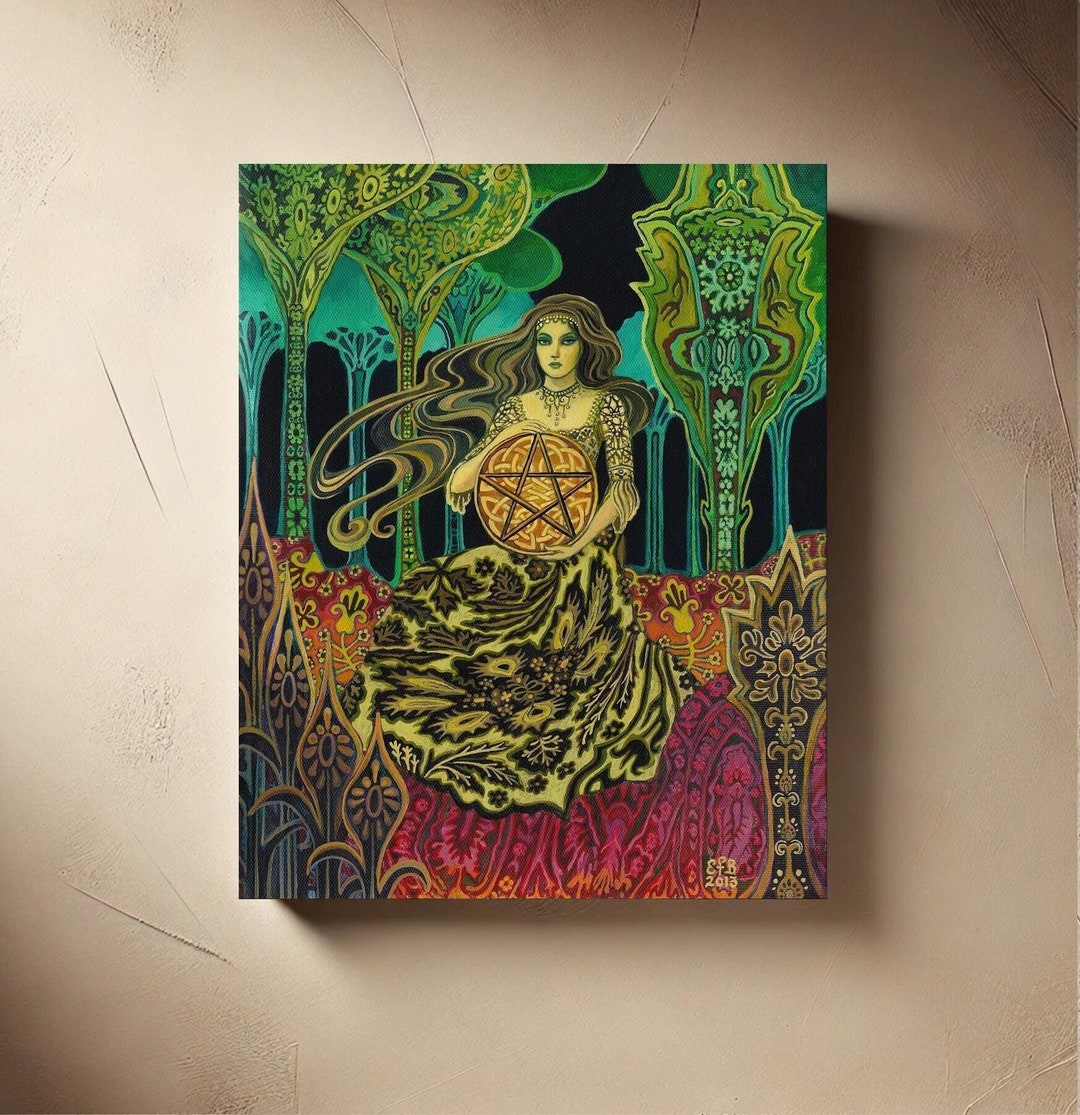 Queen of Pentacles 8x10 Art Print on Canvas – Earth Goddess Wall Art ...
